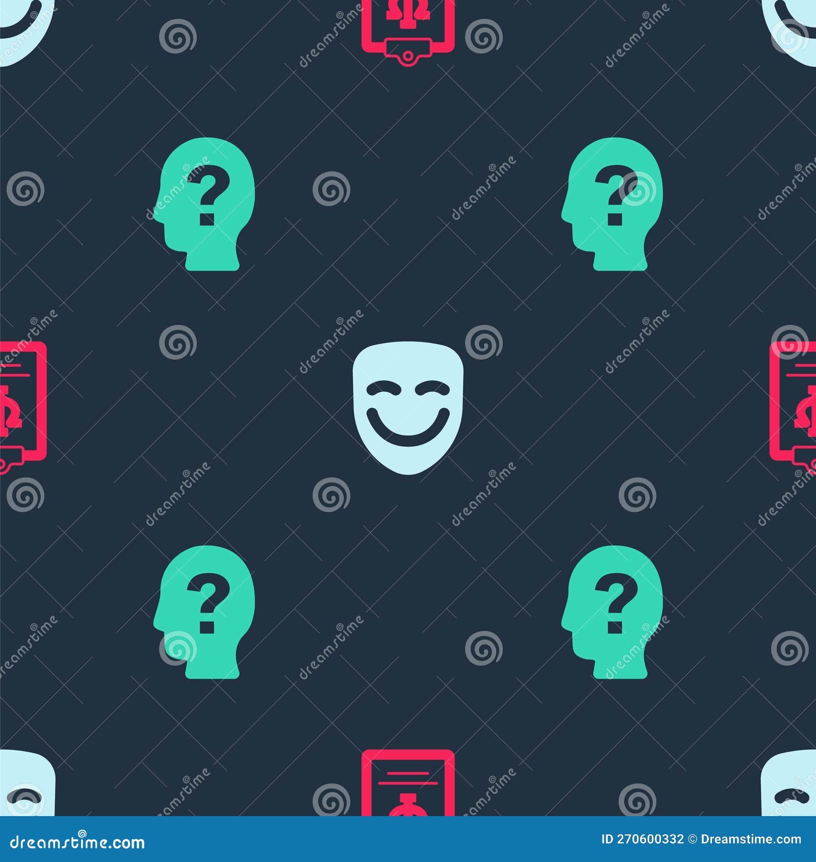 Set Psychology, Psi, Comedy Theatrical Mask and Head with Question Mark ...