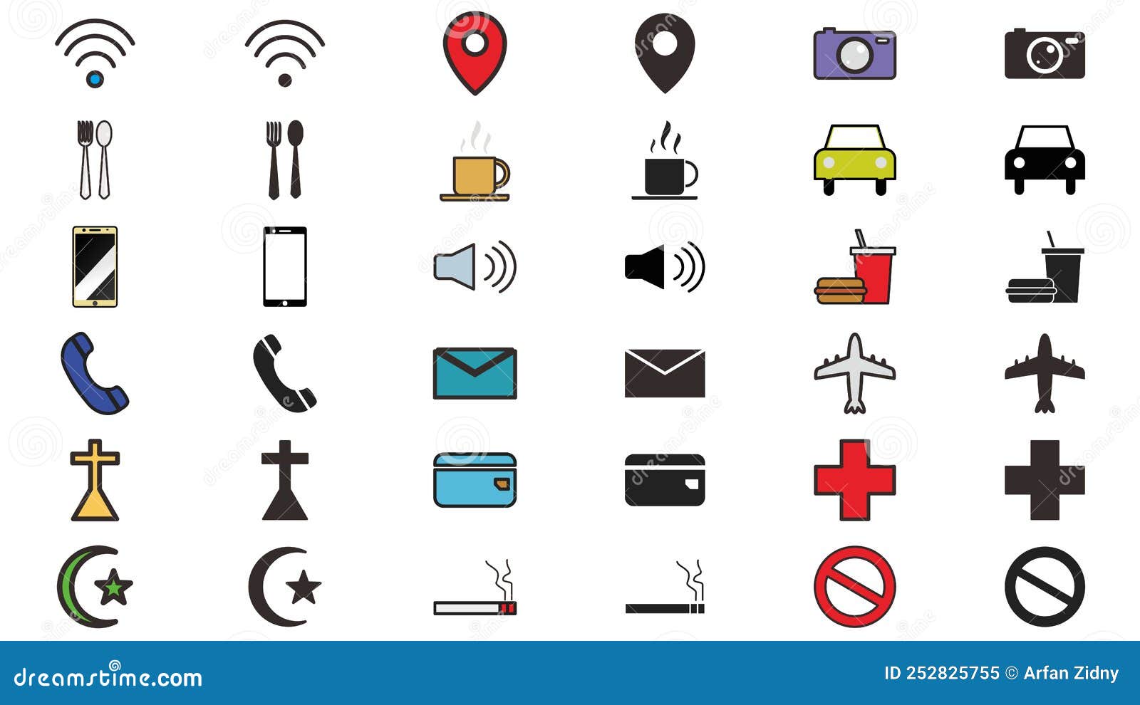 Set of Public Place Icon Vector Illustration Stock Vector ...