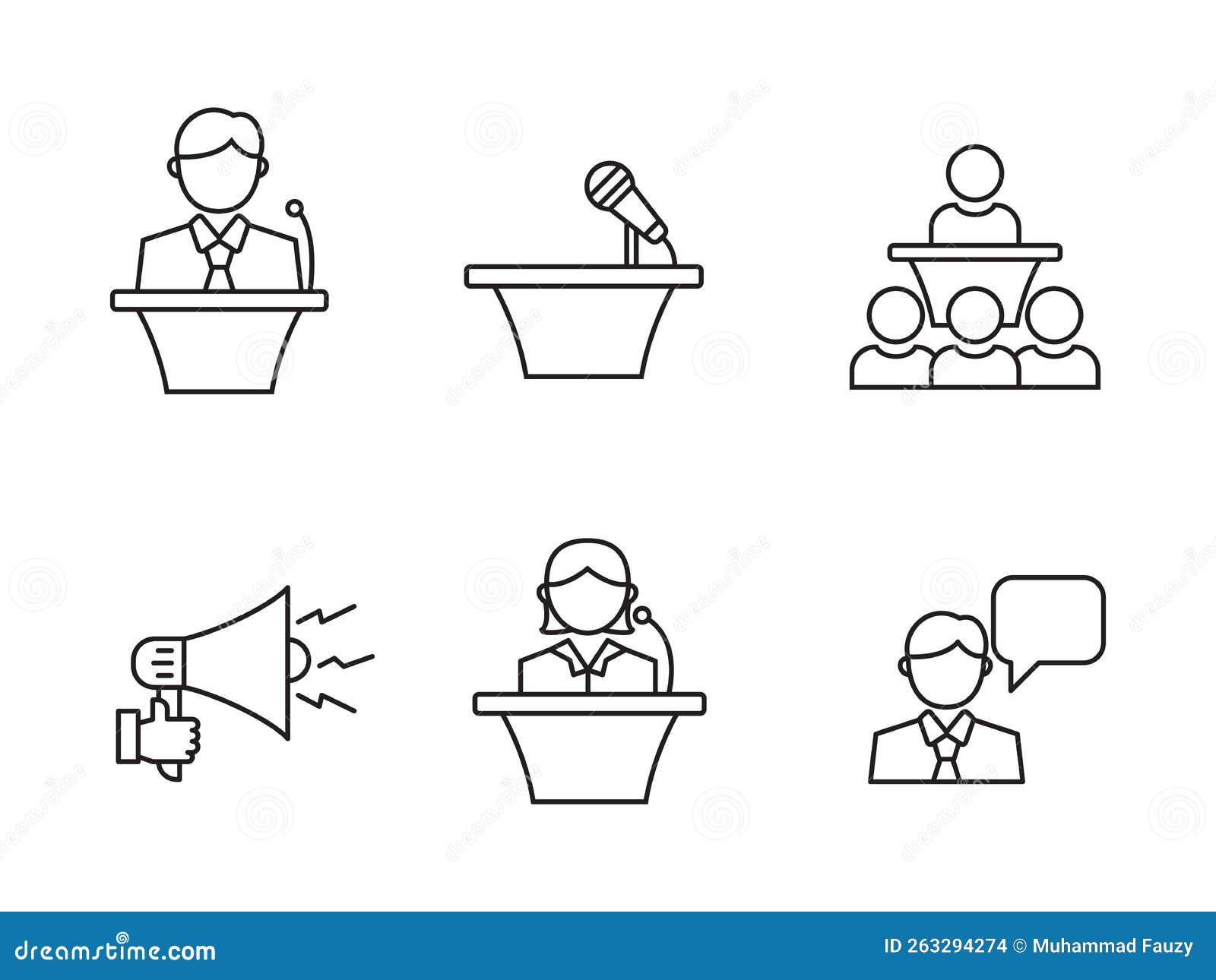 Set of Public Speaking Icons with Linear Style and Black Color Stock ... Set of Public Speaking Icons with Linear Style and Black Color Stock ...