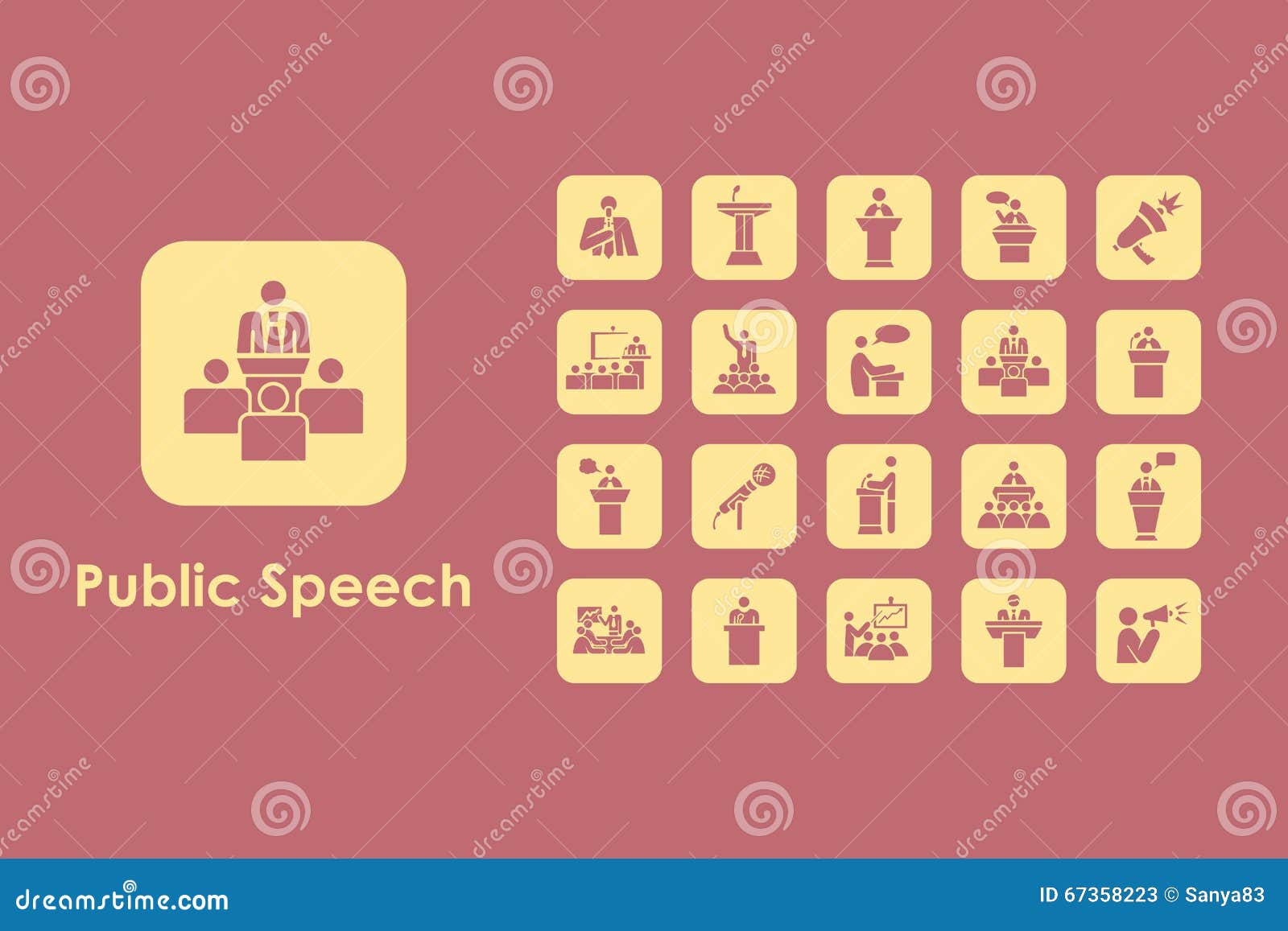 Set of Public Speech Simple Icons Stock Vector - Illustration of group ...