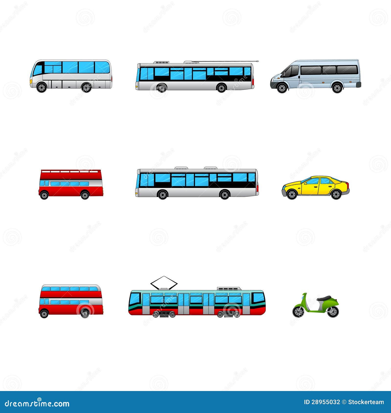 Set of Public Transport Color Icons Stock Illustration - Illustration ...