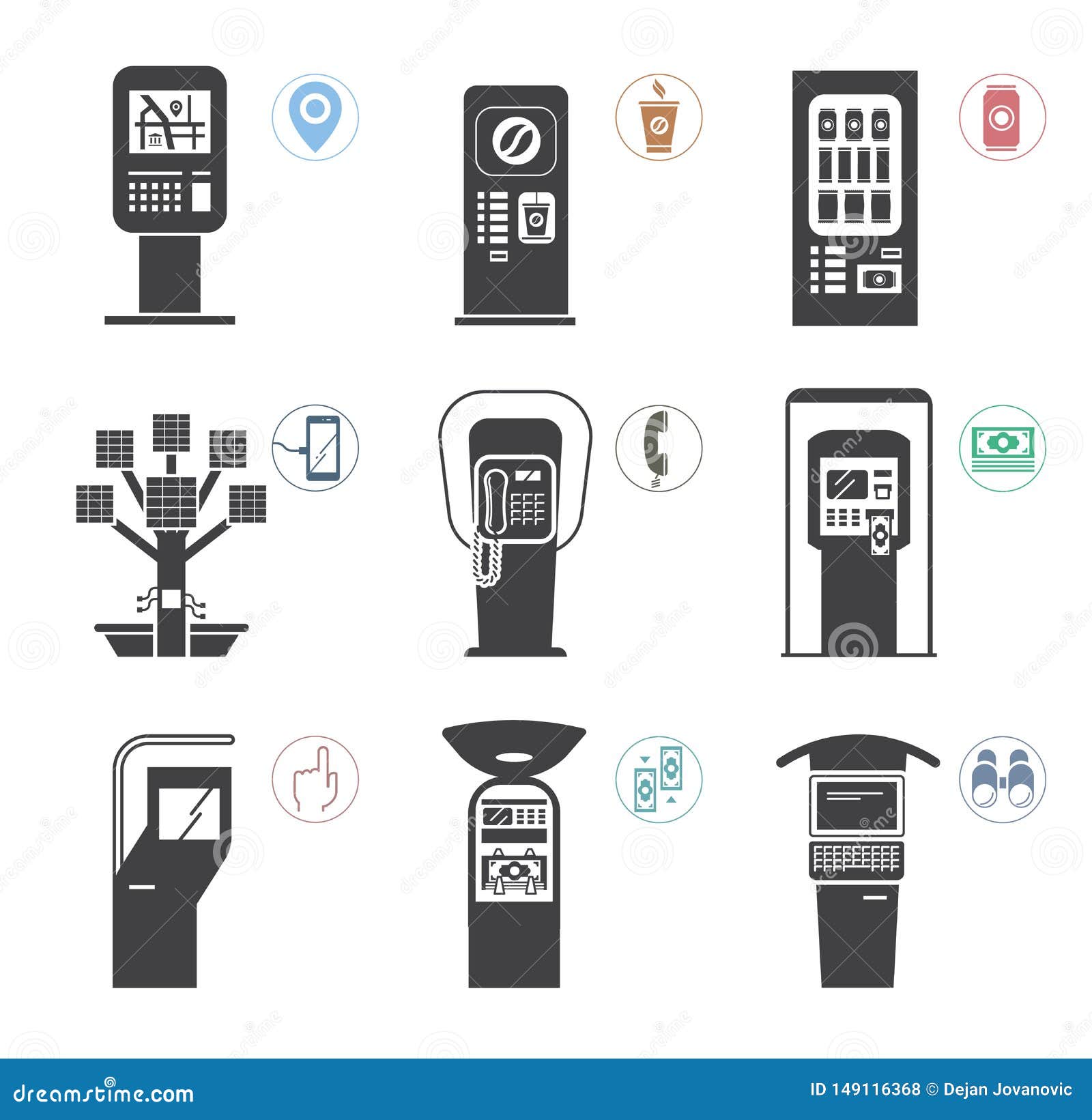 Set of Public Use Self - Service Machines Stock Vector - Illustration ...