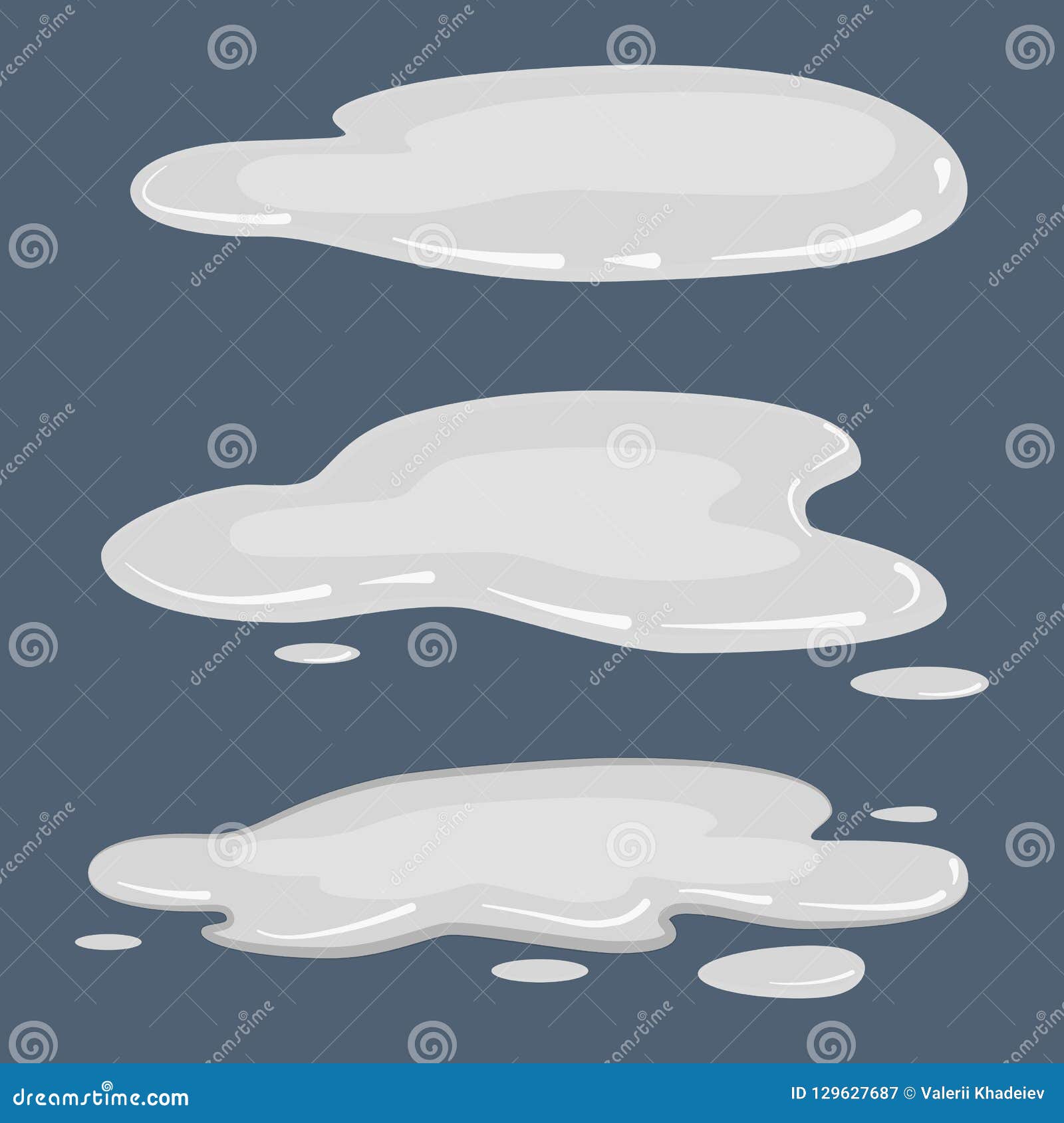 Set Puddle, Liquid, Vector, Cartoon Style, Isolated, Illustration, on a ... Set Puddle, Liquid, Vector, Cartoon Style, Isolated, Illustration, on a ...