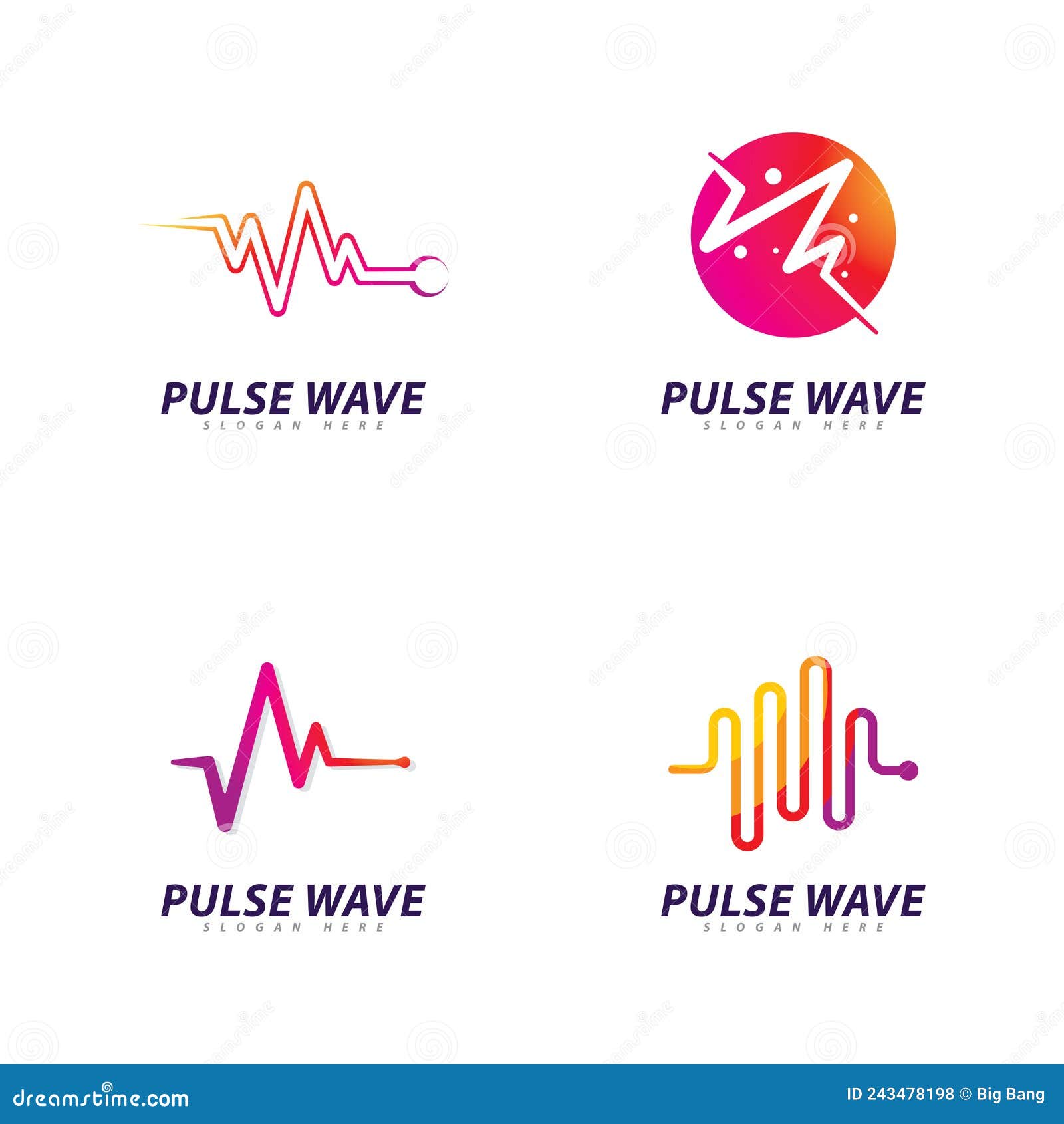 Set of Pulse Wave Logo Vector. Creative Sound Waves Logo Concept Design ...