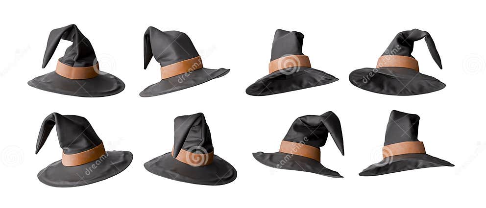 Collection of Witch Hats in Various Angles for Halloween Decorations ...