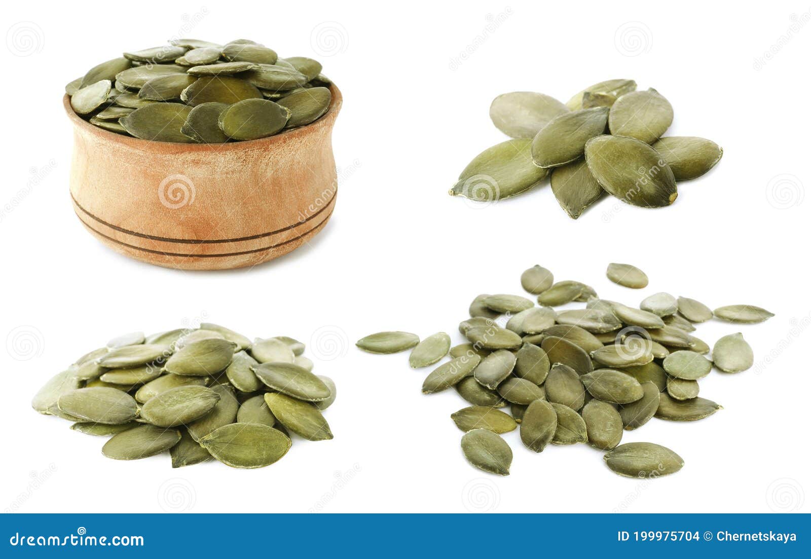 Set of Pumpkin Seeds on White Background. Banner Design Stock Photo ...