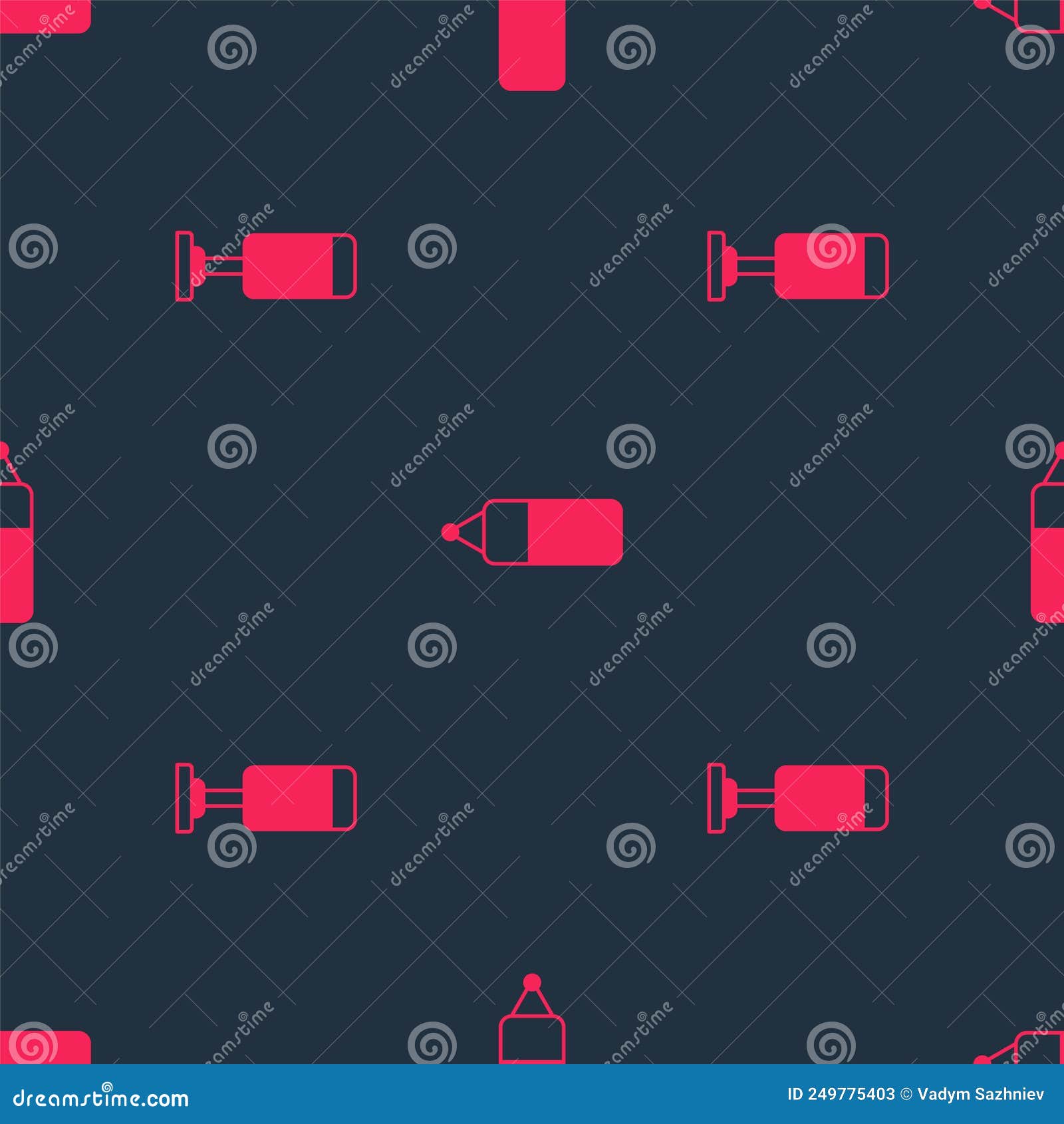 Set Punching Bag and on Seamless Pattern. Vector Stock Illustration ...