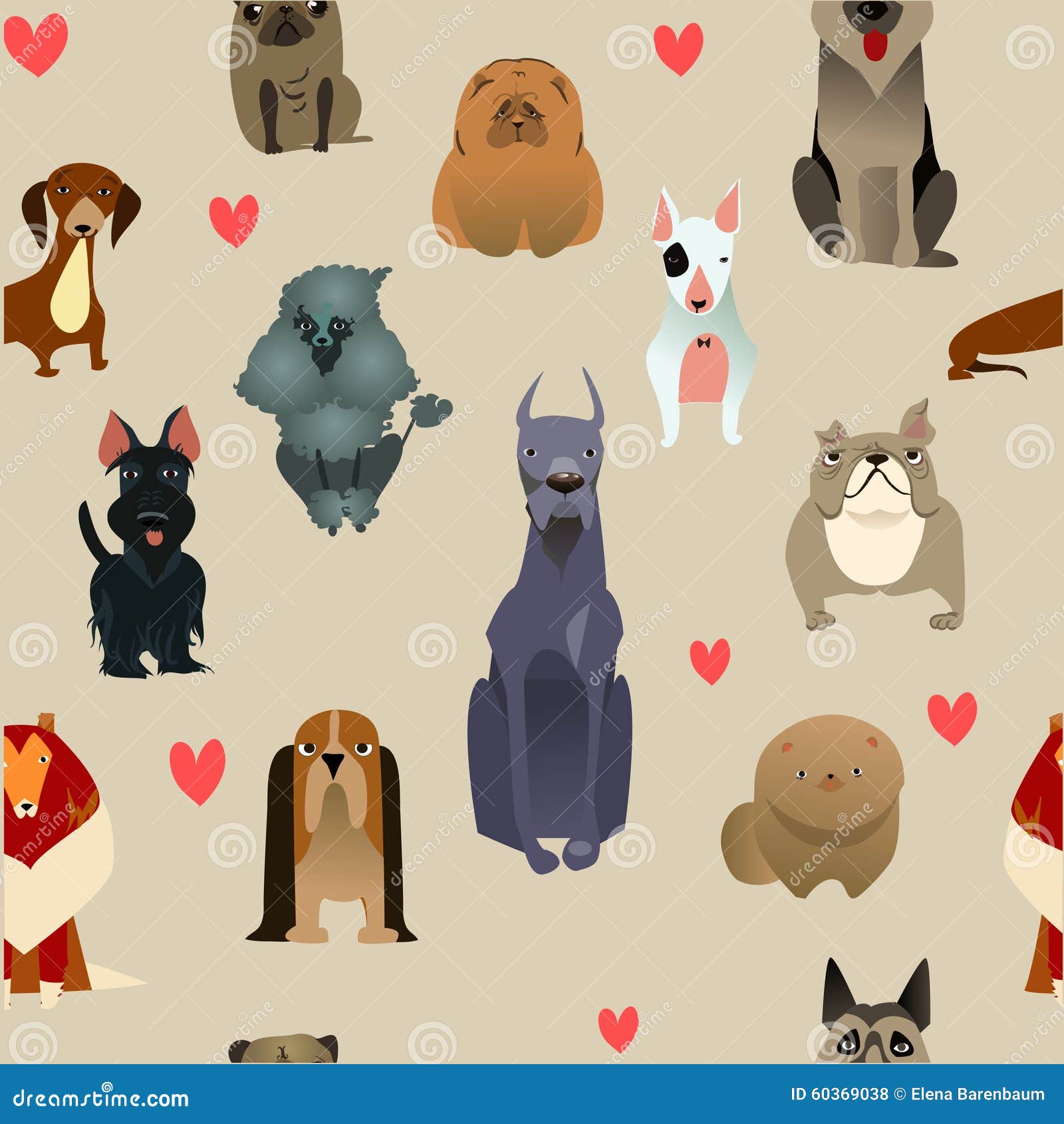 Set with purebred dogs stock vector. Illustration of colorful - 60369038