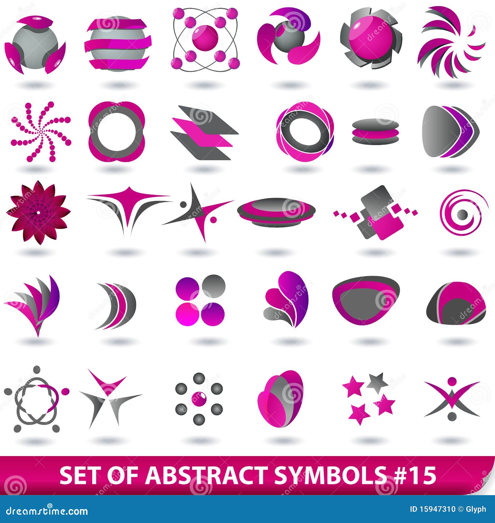 Set of Purple Abstract Symbols Stock Vector - Illustration of ...