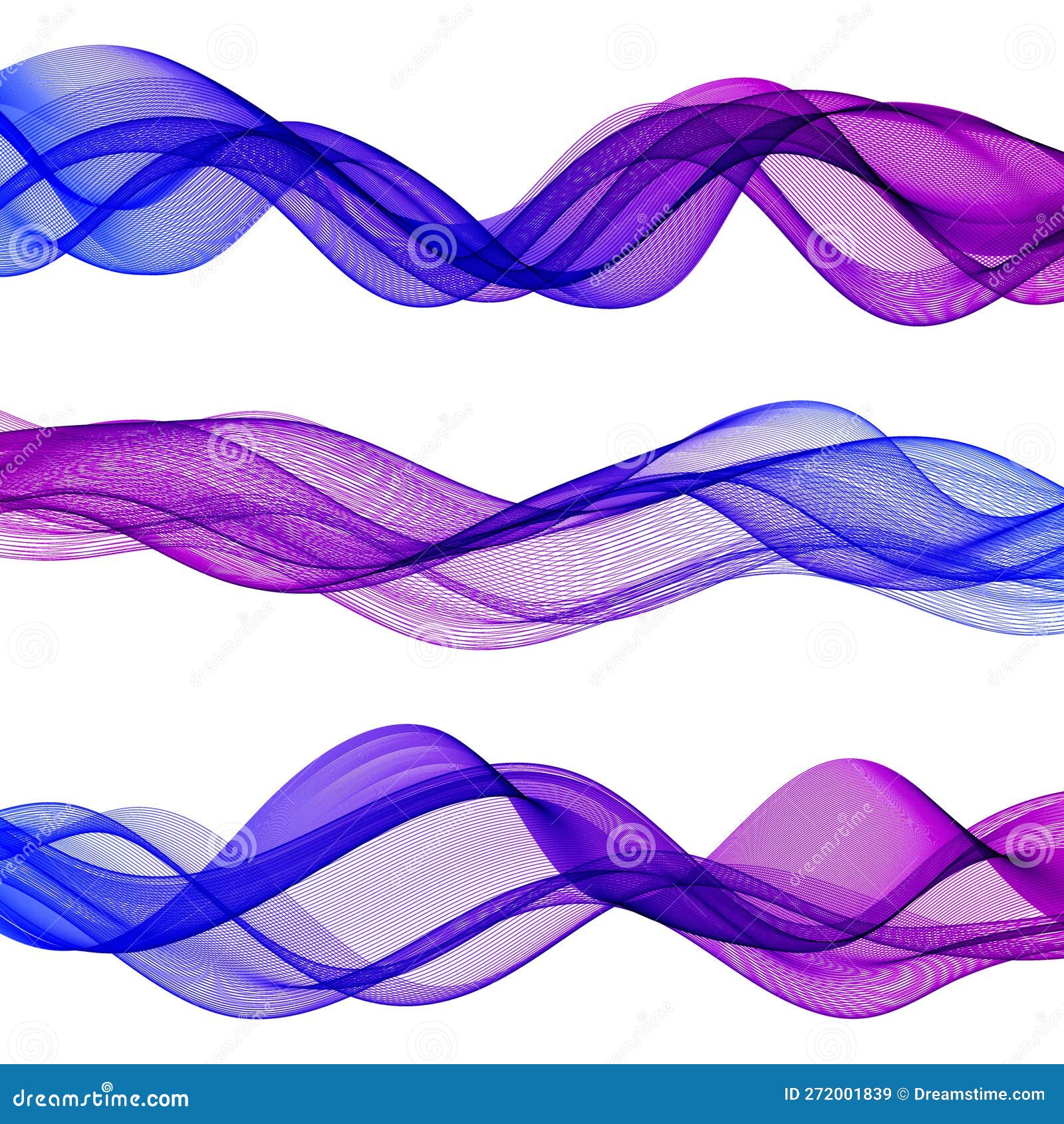 Set of Purple Blue Waves, Horizontal Lines of Transparent Waves on a ...