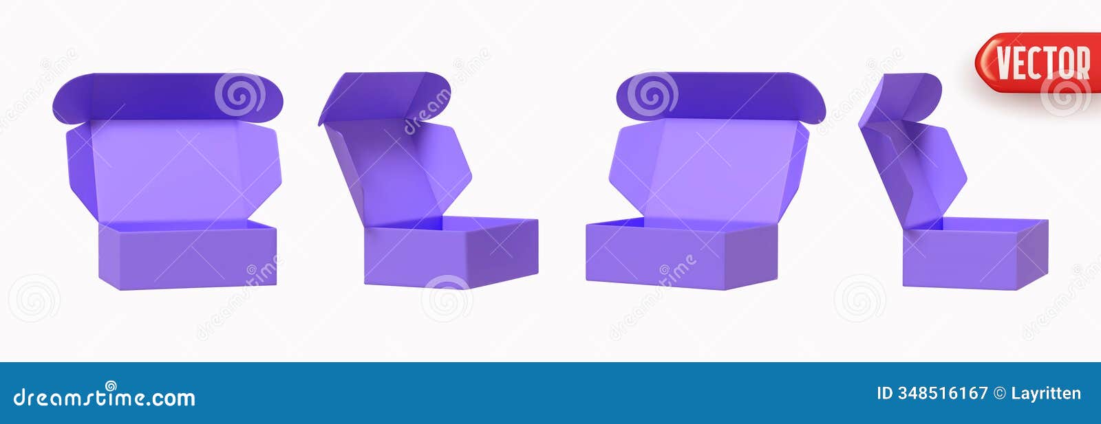 Cardboard Open Box In 3d Format With Front View, Isolated On White ...