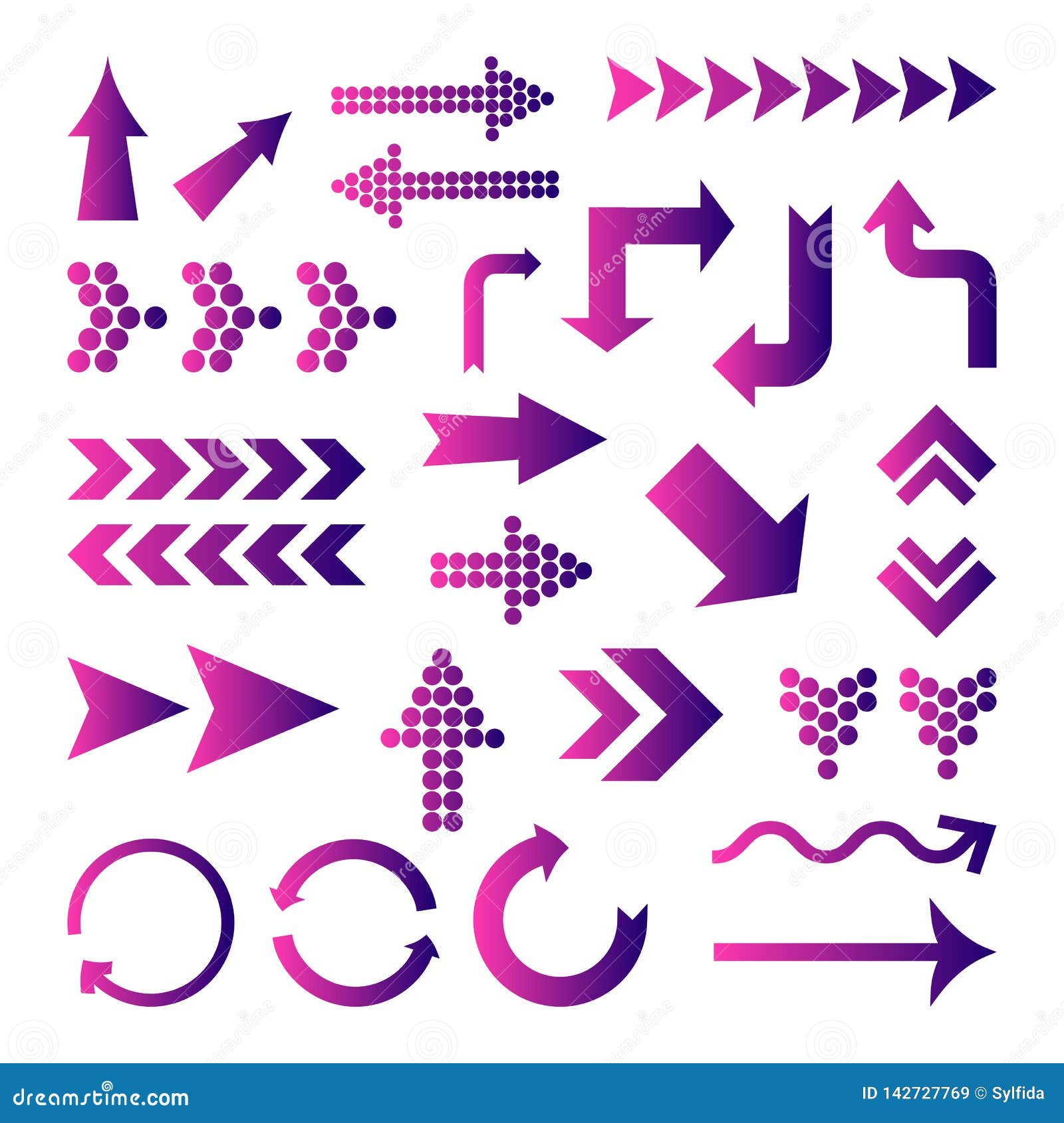 Set of Purple Gradient Arrows. Vector Stock Illustration - Illustration of orientation, link ...