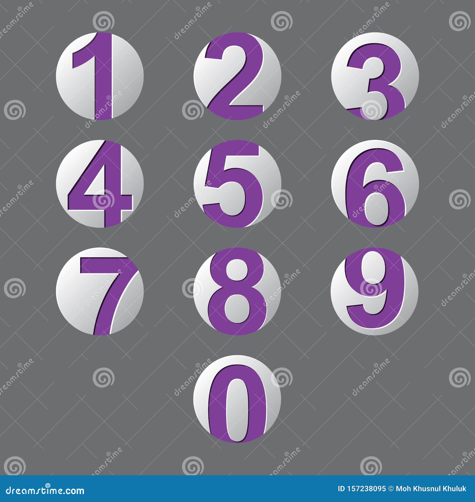 Set Purple Number Icon with Shadow Stock Vector - Illustration of black ...