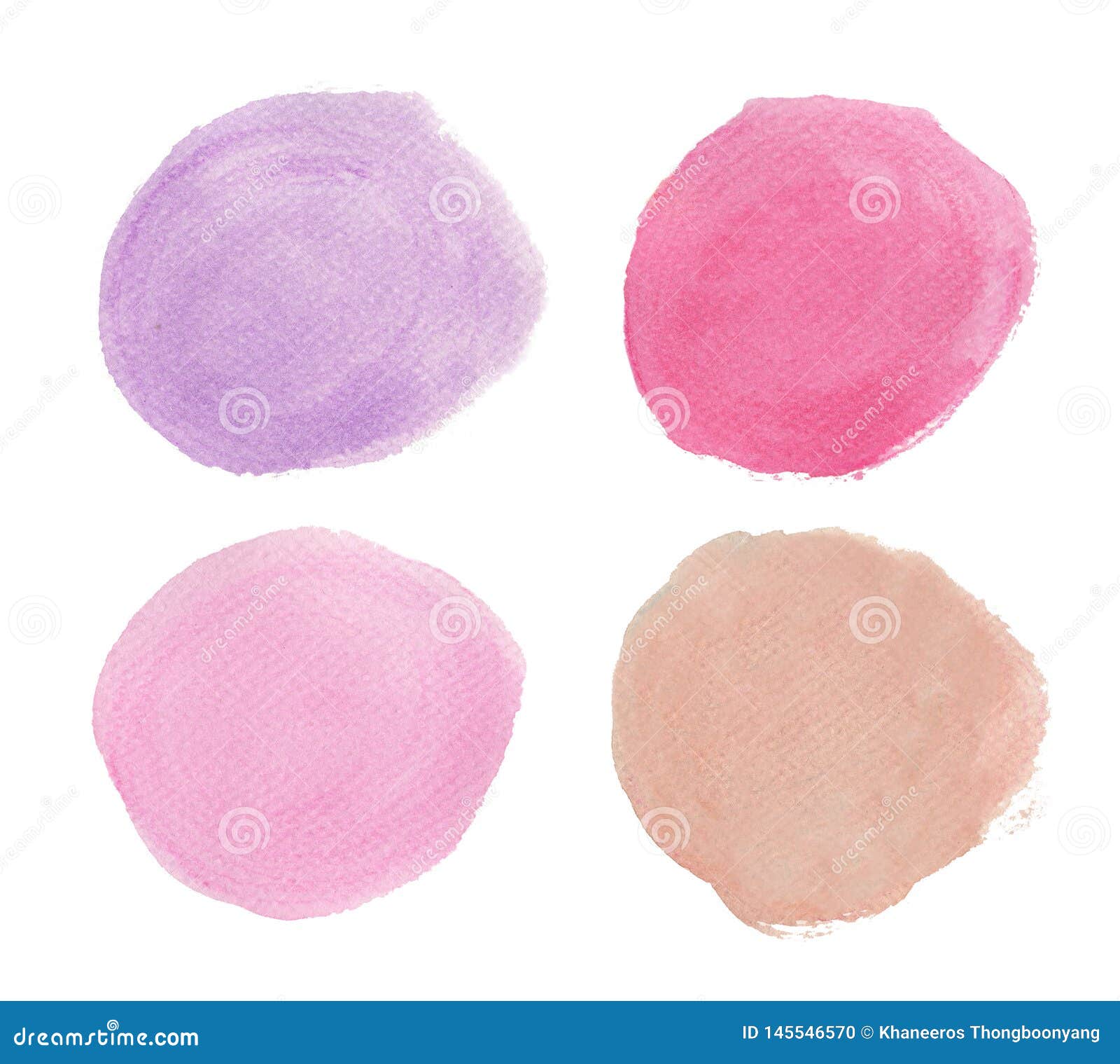 Purple and Pink. Round Watercolor Splashes Stock Illustration ...
