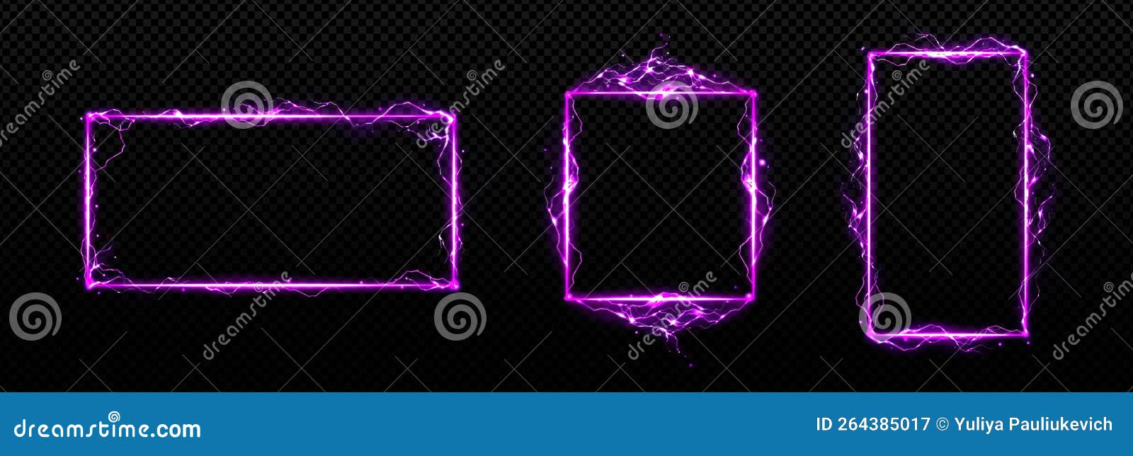Set of Purple Rectangular Lightning Frames Stock Illustration ...