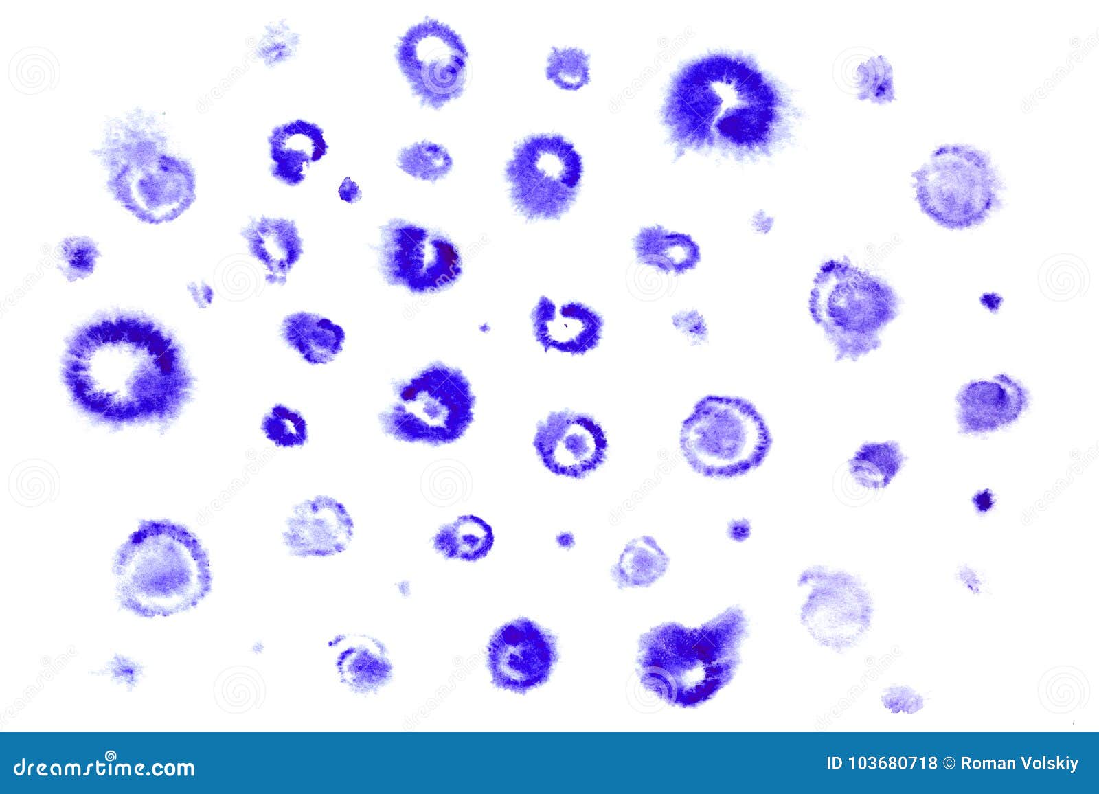 Set of Purple Spots on a White Background. Abstract Watercolor Drawing ...