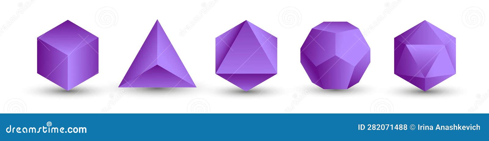 Purple Tetrahedron Basic Simple 3d Shapes Isolated On White Background ...