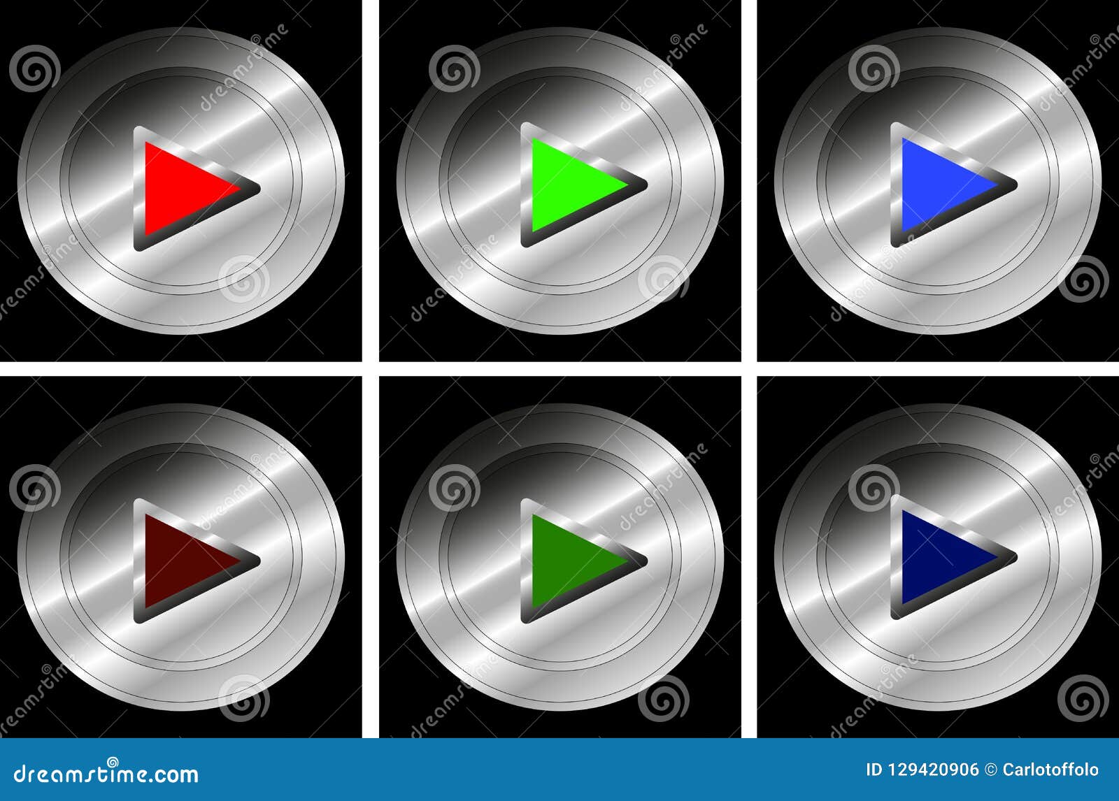 Set of Push Buttons for Play - Vector Stock Vector - Illustration of ...