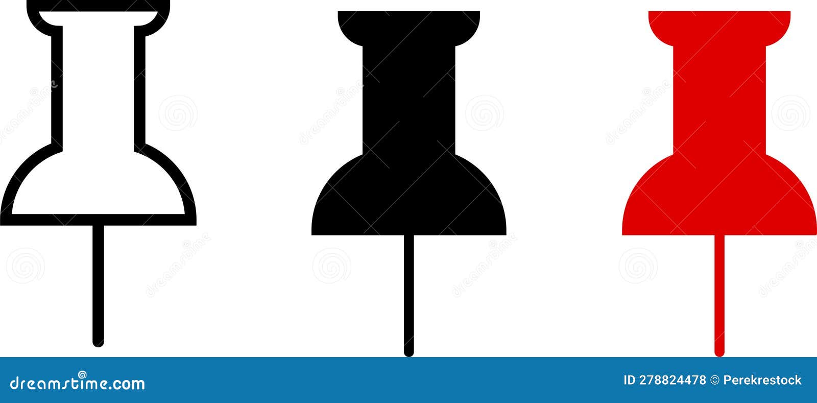 Set of Push Pin Icons. Linear and Flat Design, EPS10 Stock Vector ...