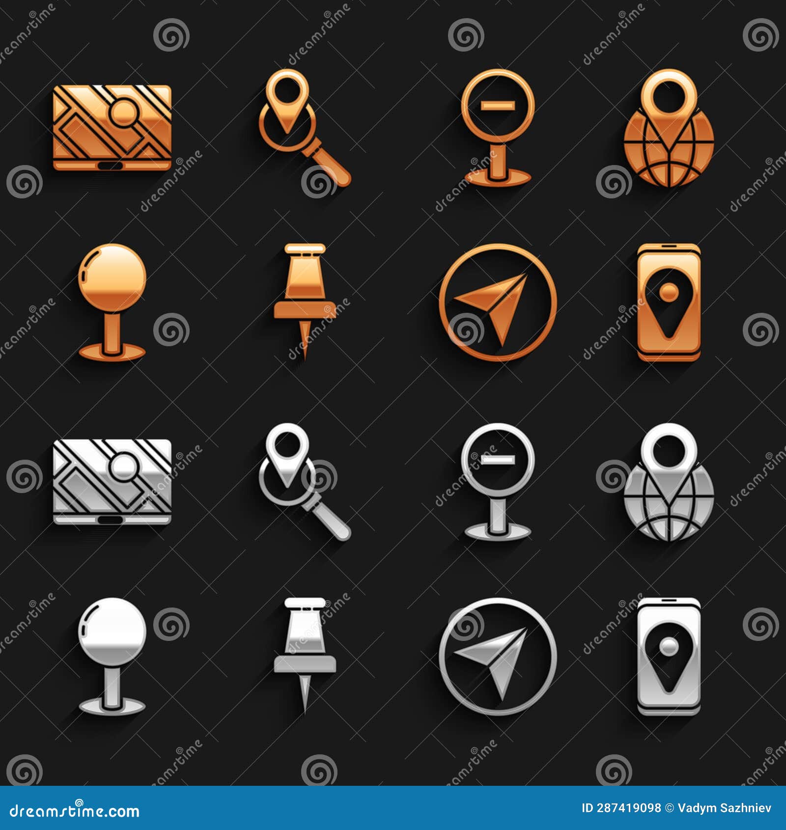 Set Push Pin, Location on the Globe, City Map Navigation, Infographic ...