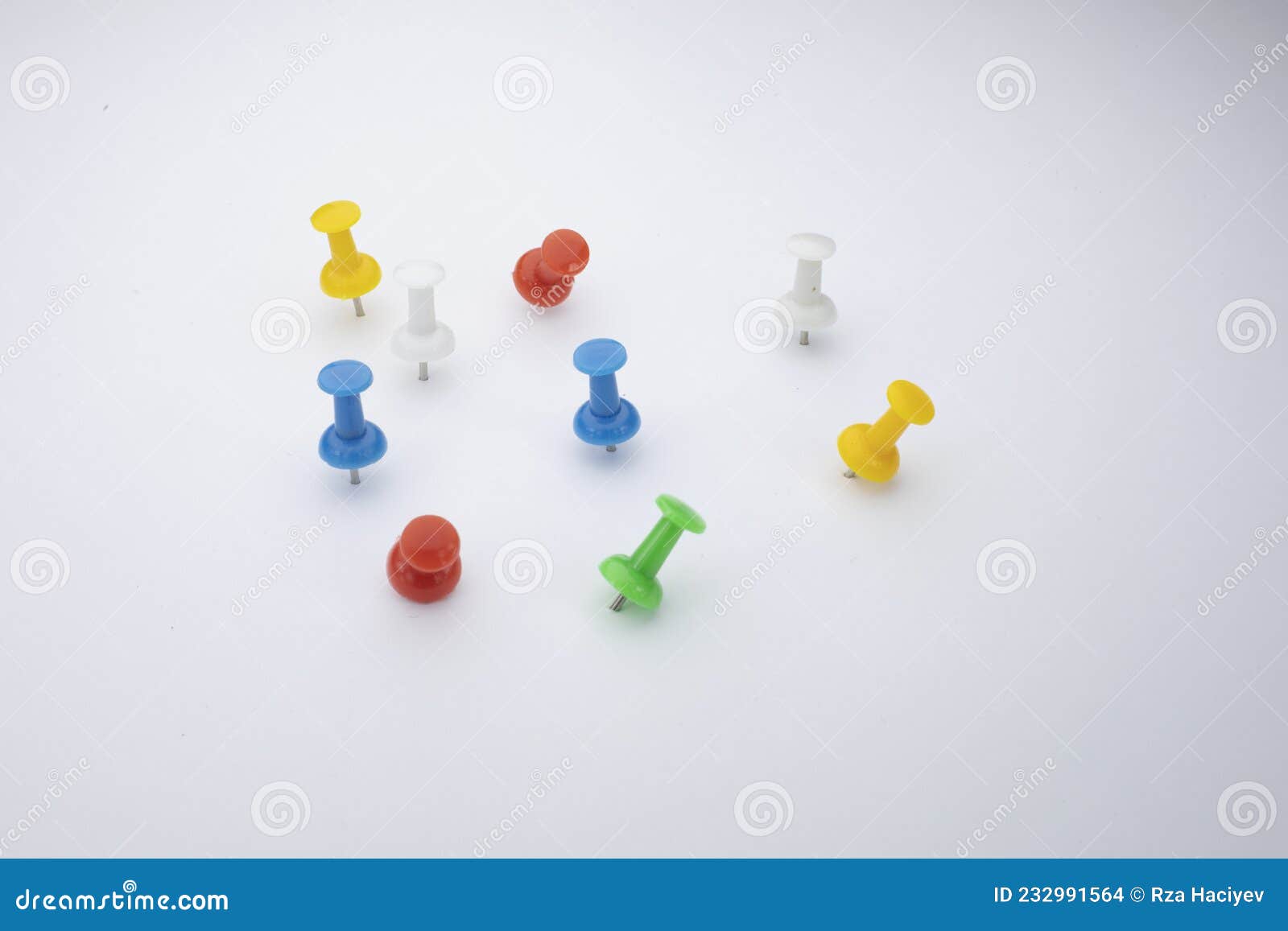 Set of Push Pins in Different Colors. Thumbtacks. Top View. Vector ...