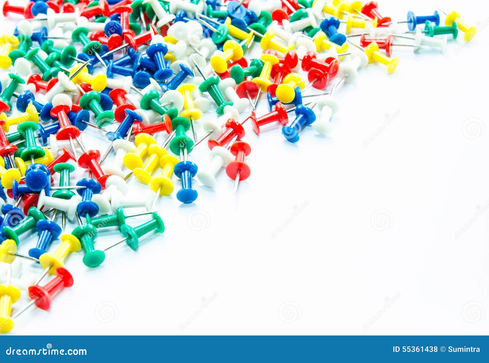 Set of Push Pins in Different Colors Stock Photo - Image of white, blue ...