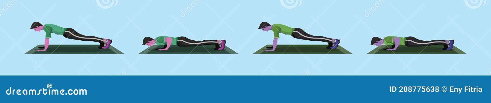 Set of Pushup Cartoon Icon Design Template with Various Models. Vector ...