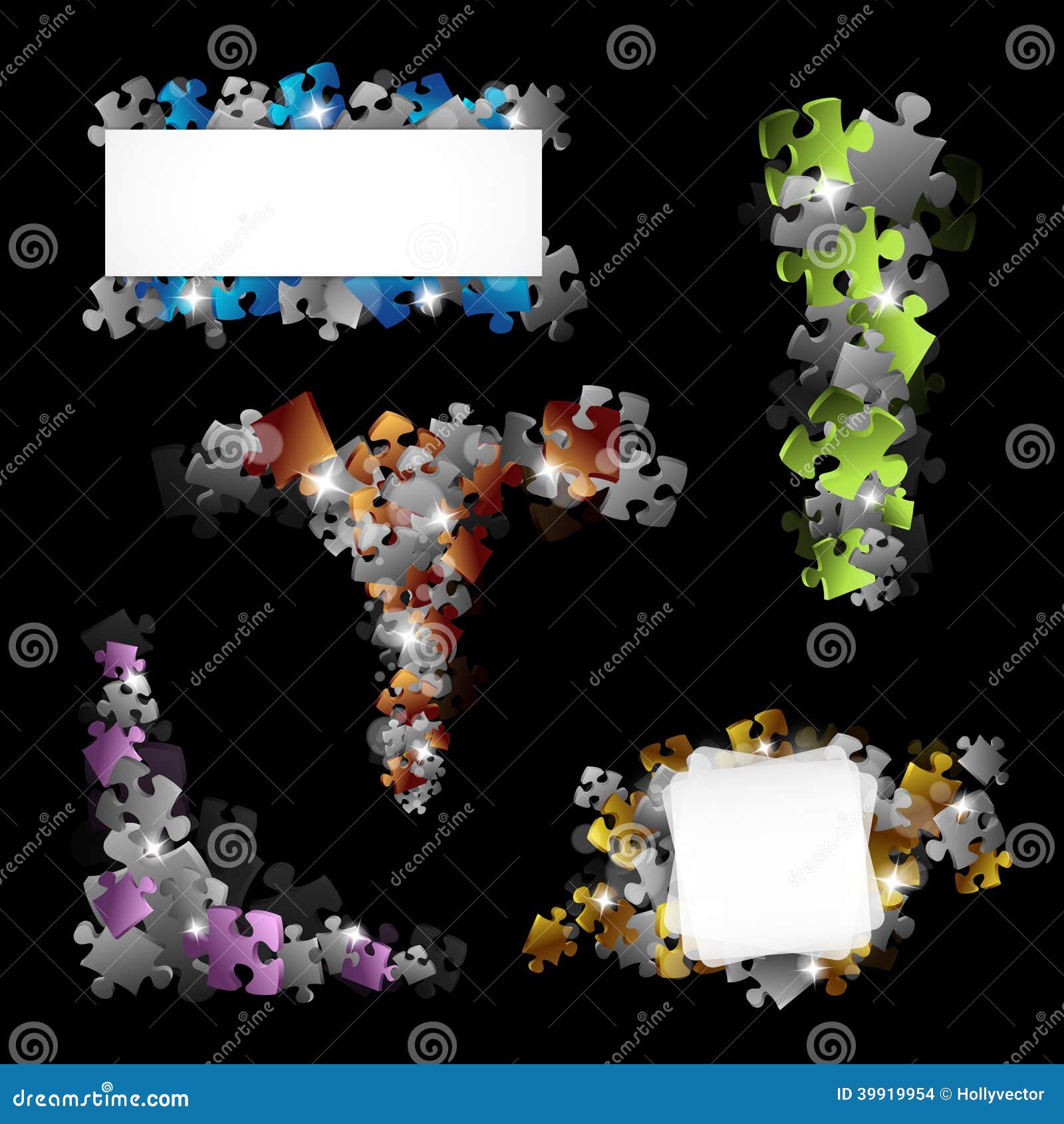 Set of puzzle designs stock vector. Illustration of graphic - 39919954