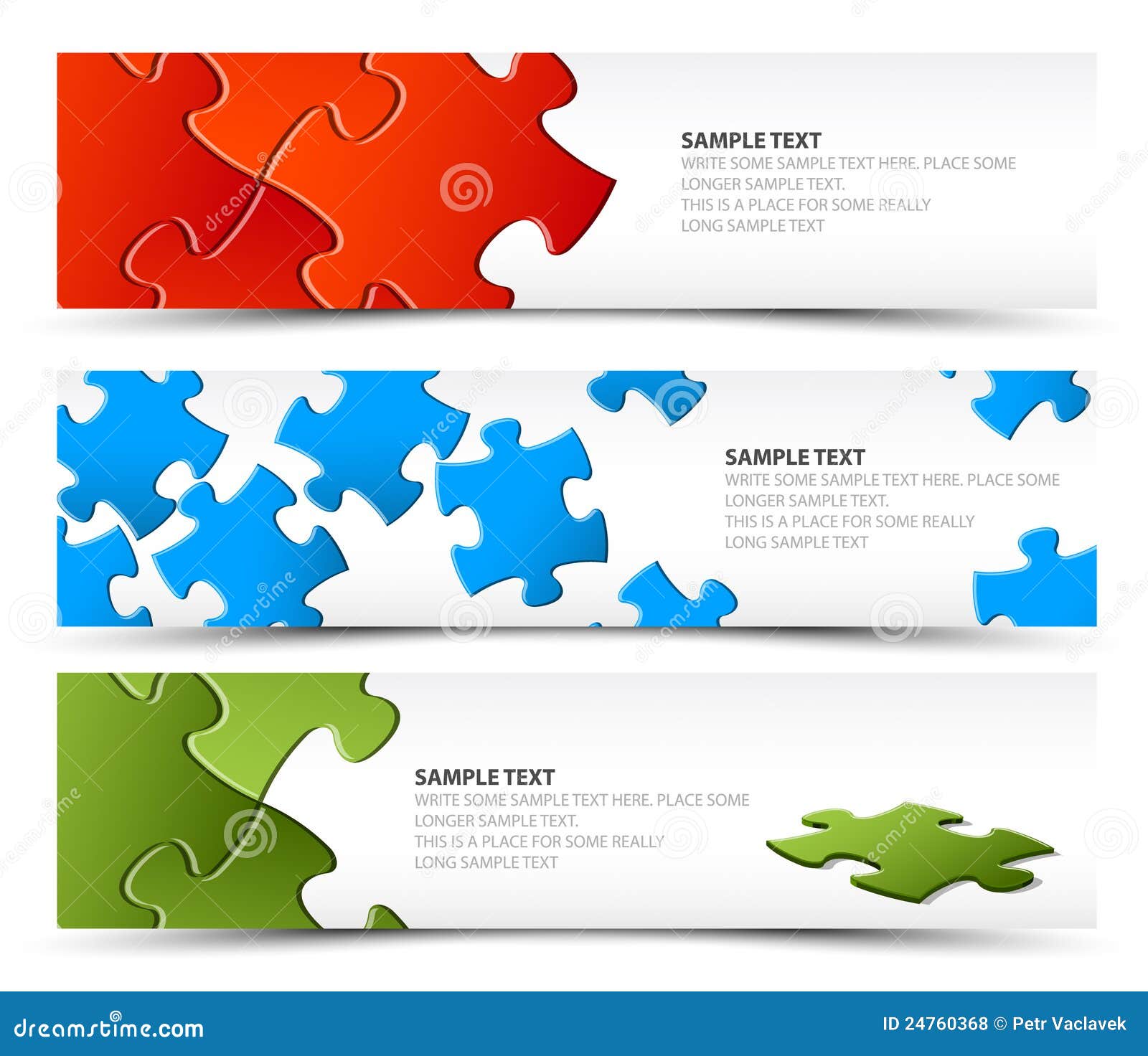 Set of Puzzle Horizontal Banners Stock Vector - Illustration of sample ...