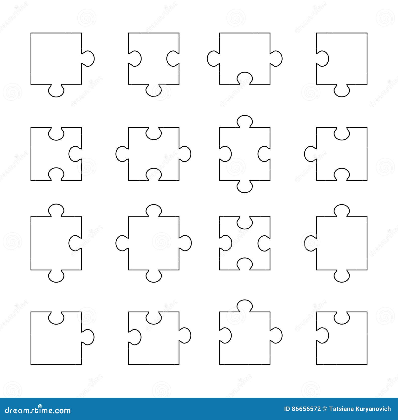 Set of Puzzle Parts, Vector Illustration Stock Vector - Illustration of ...