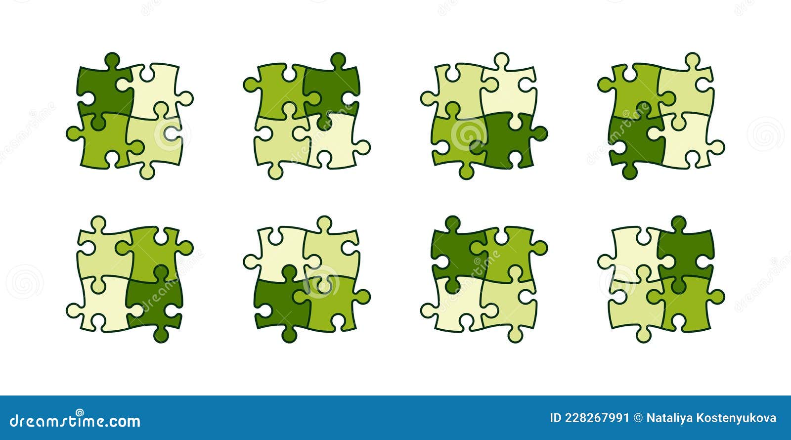 Set of Puzzle Pieces of Different Colors Stock Vector - Illustration of ...