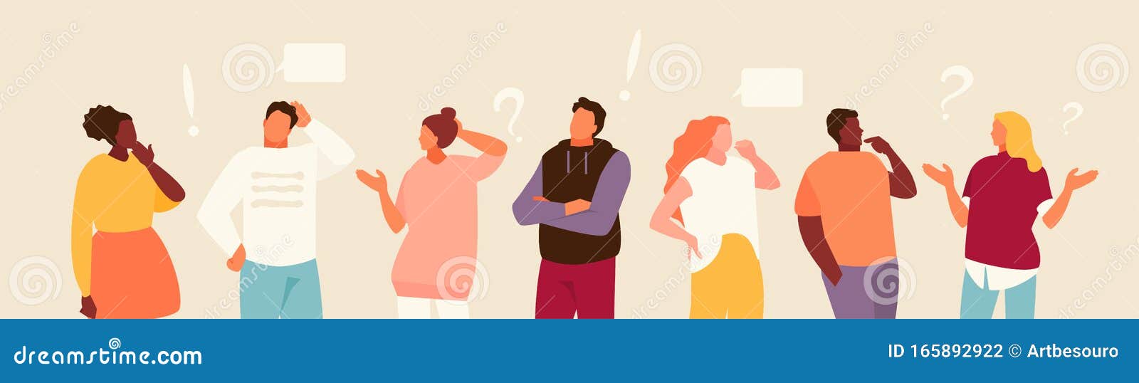 Set of Puzzled People Vector Stock Vector - Illustration of emotion ...