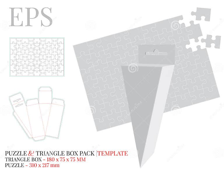 Puzzles and Triangle Box Template, Vector with Die Cut / Laser Cut ...