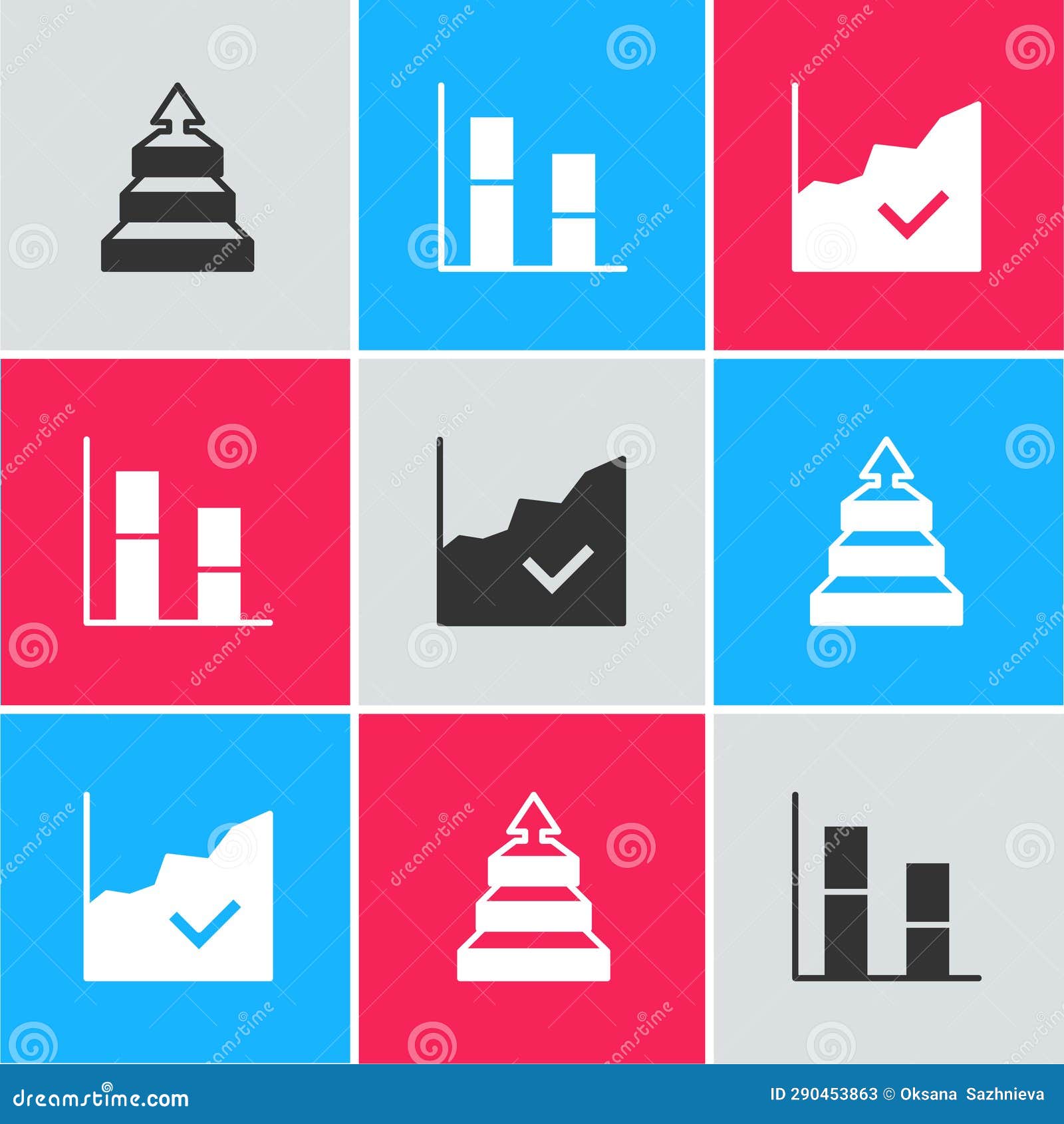Set Pyramid Chart Infographics, Graph, Chart, Diagram and Financial Growth Increase Icon. Vector ...
