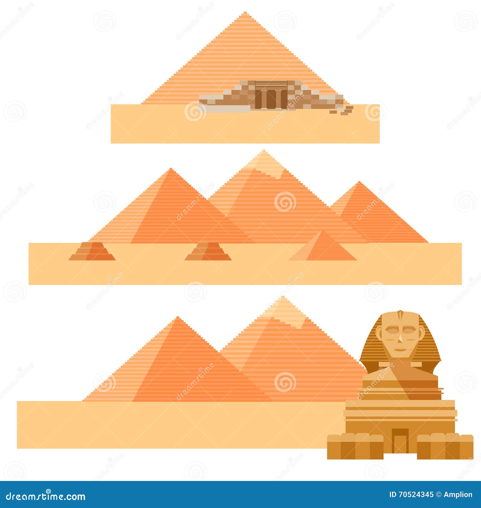 Set of pyramids stock vector. Illustration of flat, blue - 70524345