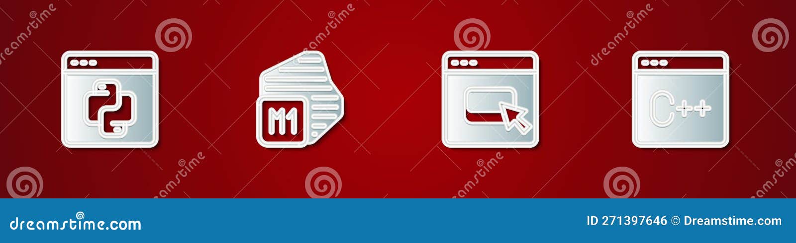Set Python Programming Language Processor Browser Files And Software Icon Vector Stock Vector