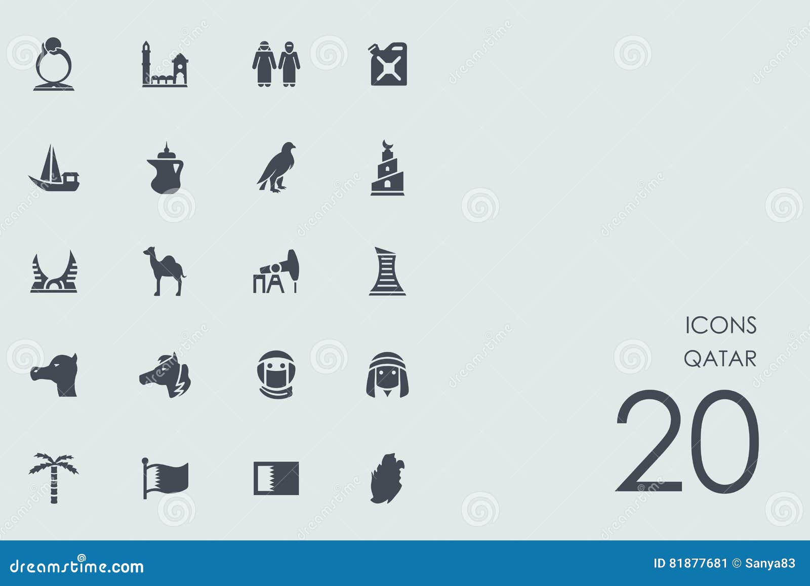 Set of Qatar icons stock vector. Illustration of arabian - 81877681