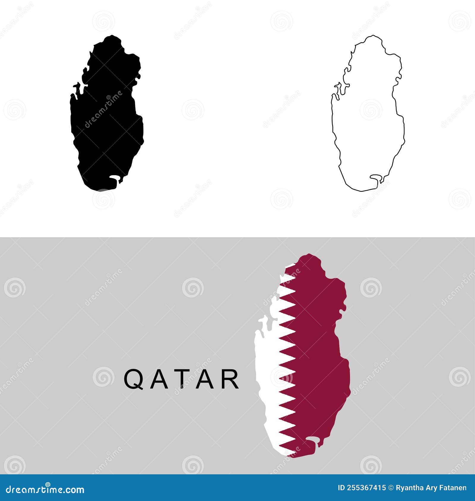 Set of Qatar map vector. stock vector. Illustration of pattern - 255367415