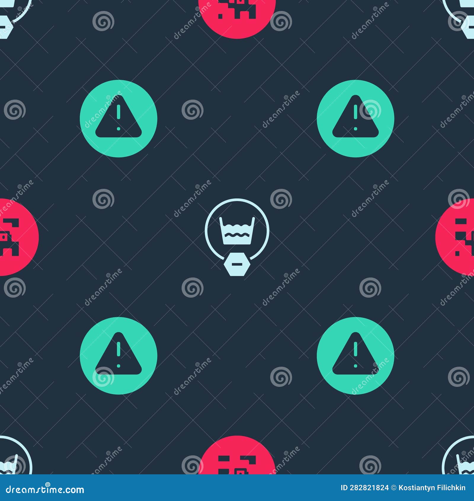 Set QR Code, Delicate Wash and Exclamation Mark in Triangle on Seamless ...