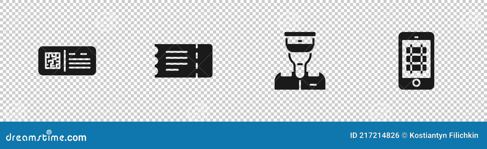 Set QR Code Ticket Train, Train, Conductor and Buy Online Icon. Vector ...