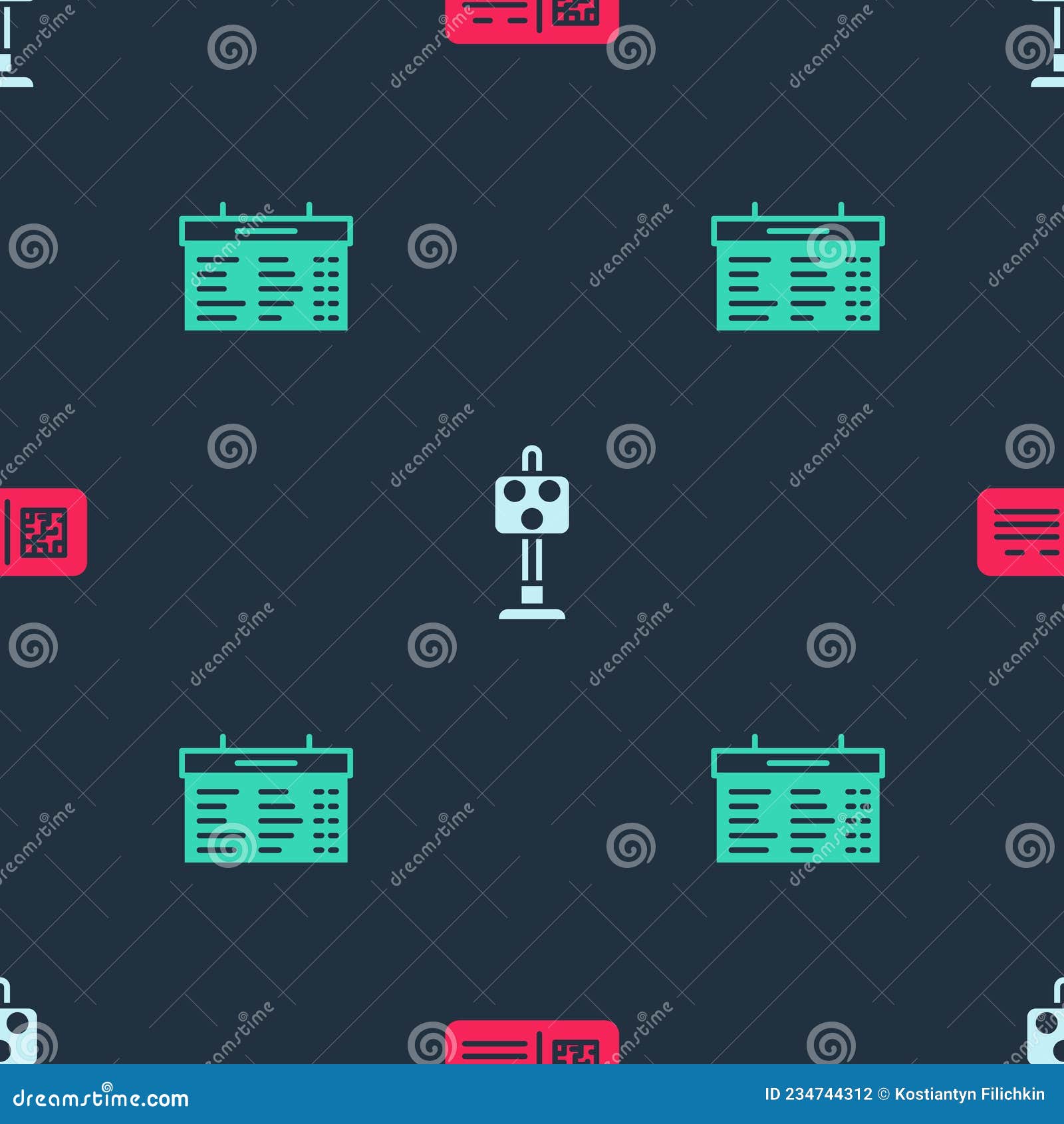 Set QR Code Ticket Train, Train Traffic Light and Station Board on ...
