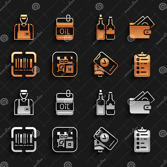 Set QR Code, Wallet with Money, Shopping List, POS Terminal, Scanner ... Set QR Code, Wallet with Money, Shopping List, POS Terminal, Scanner ...
