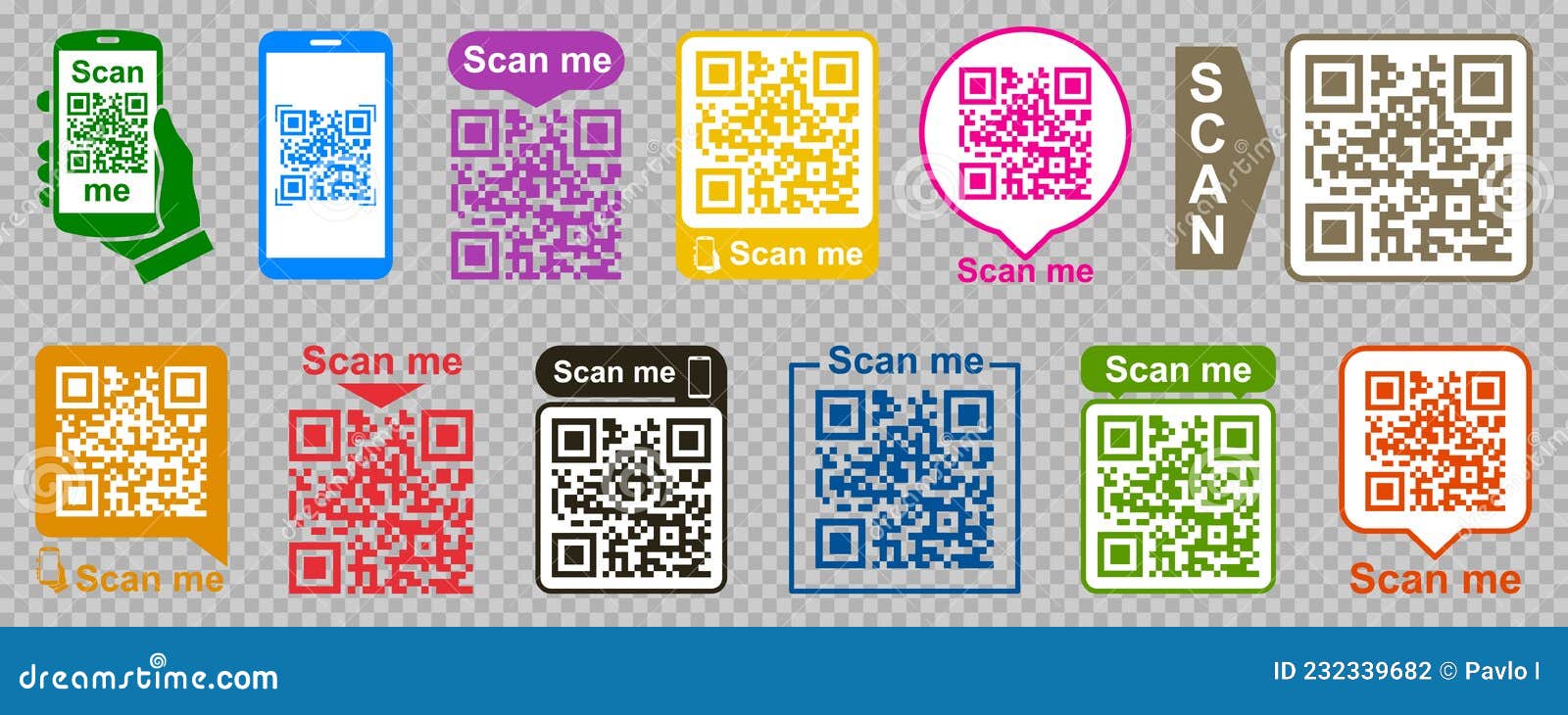 Set QR - Quick Response Code, Inscription Scan Me, Qr Code for ...