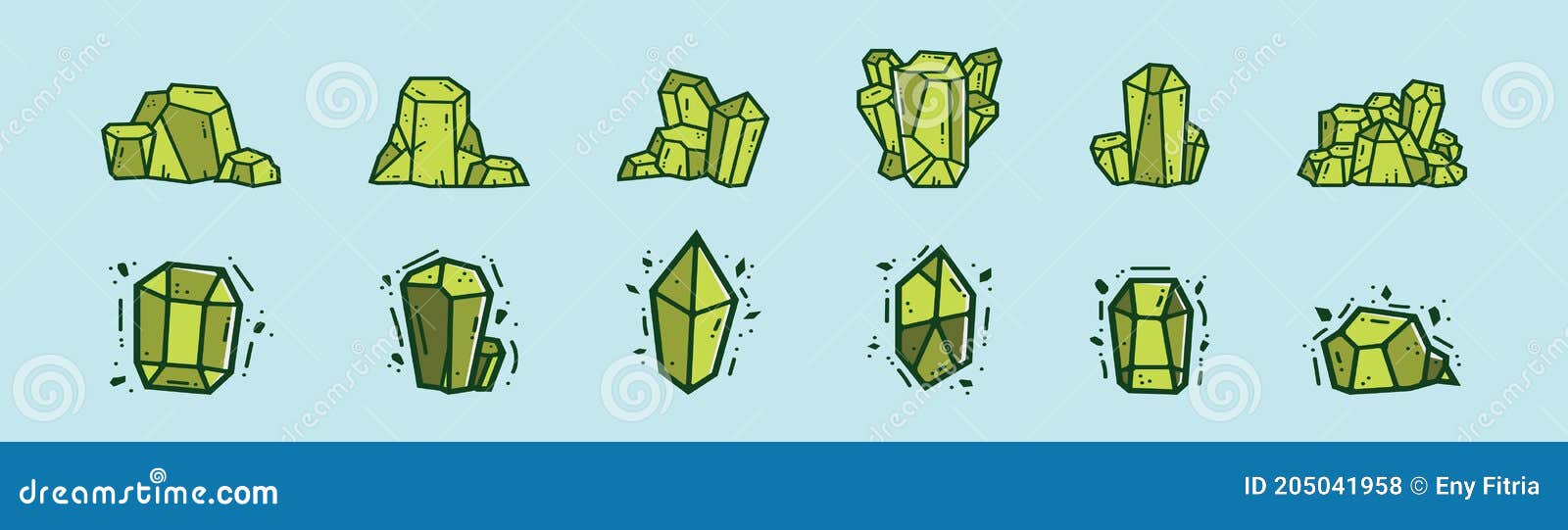 Set of Quartz Cartoon Icon Design Template with Various Models. Vector ...