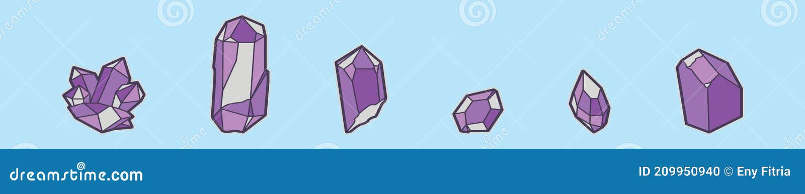 Set of Quartz Cartoon Icon Design Template with Various Models. Vector ...