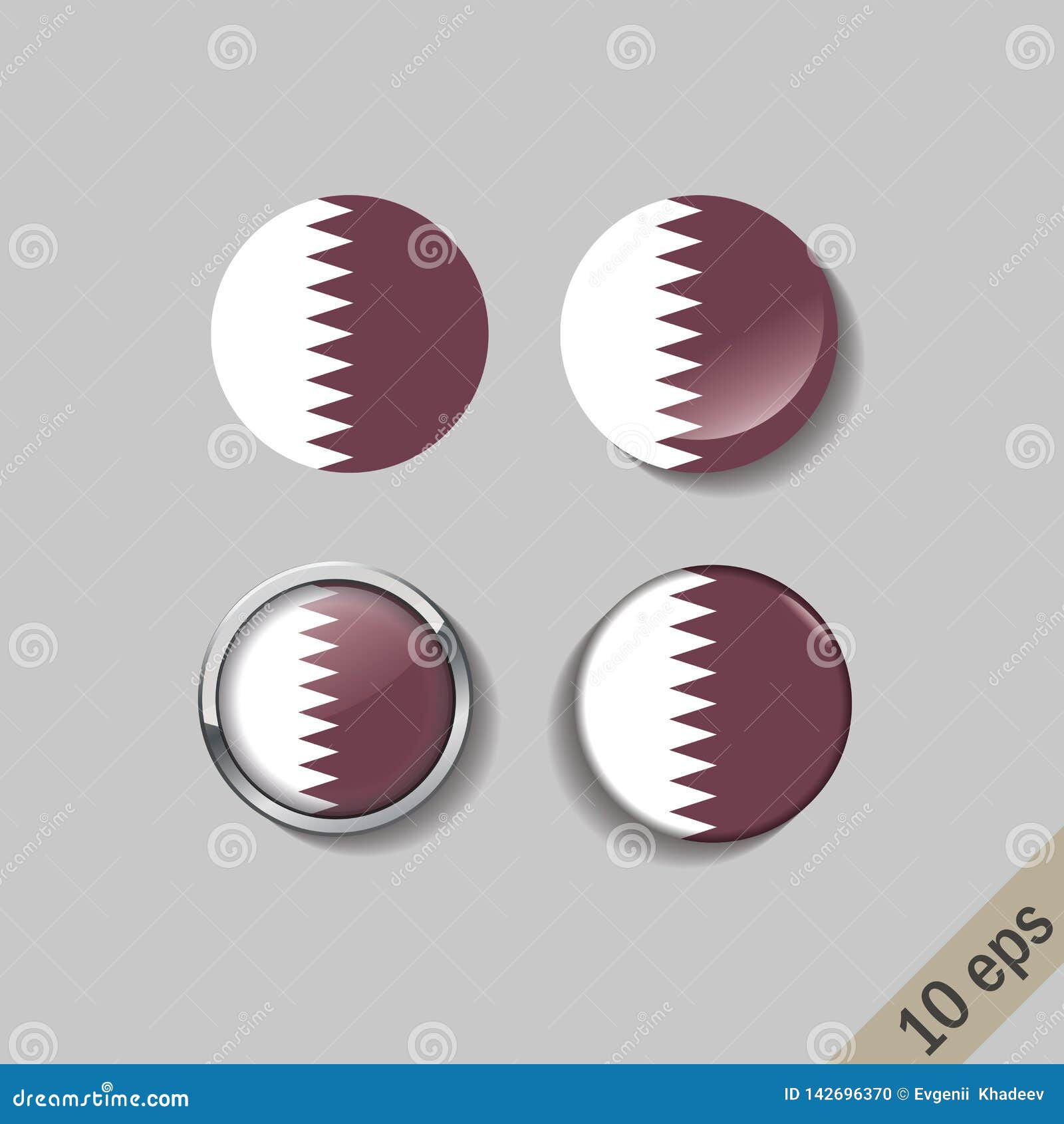 Set of QUATAR Flags Round Badges Stock Illustration - Illustration of ...