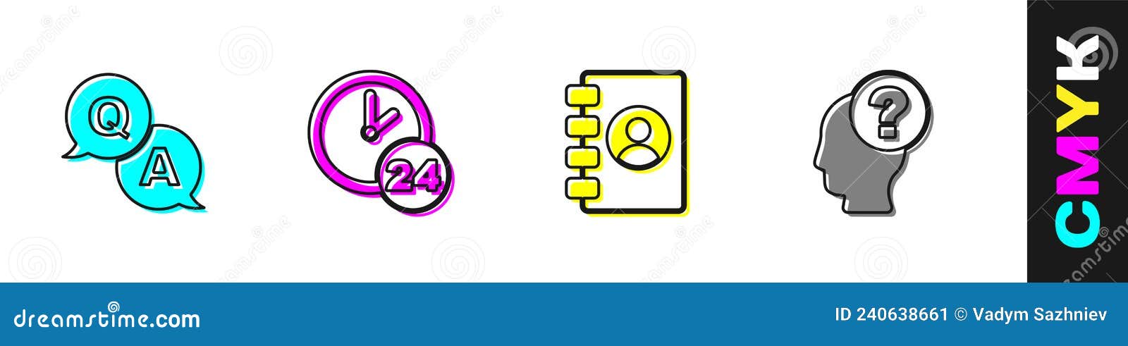 Set Question and Answer, Clock 24 Hours, Address Book and Head with ...