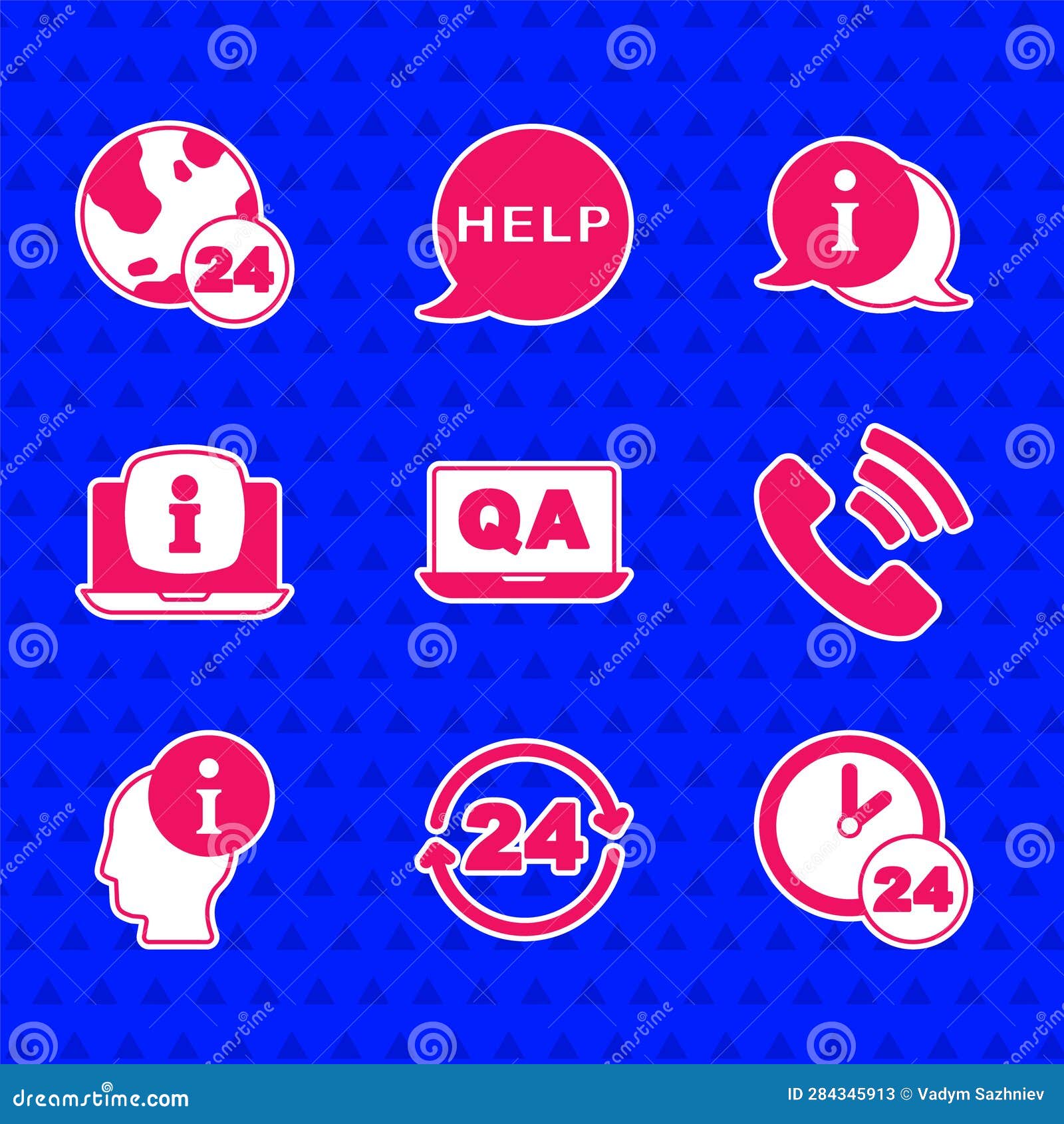 Set Question and Answer, Telephone 24 Hours Support, Clock, Information ...