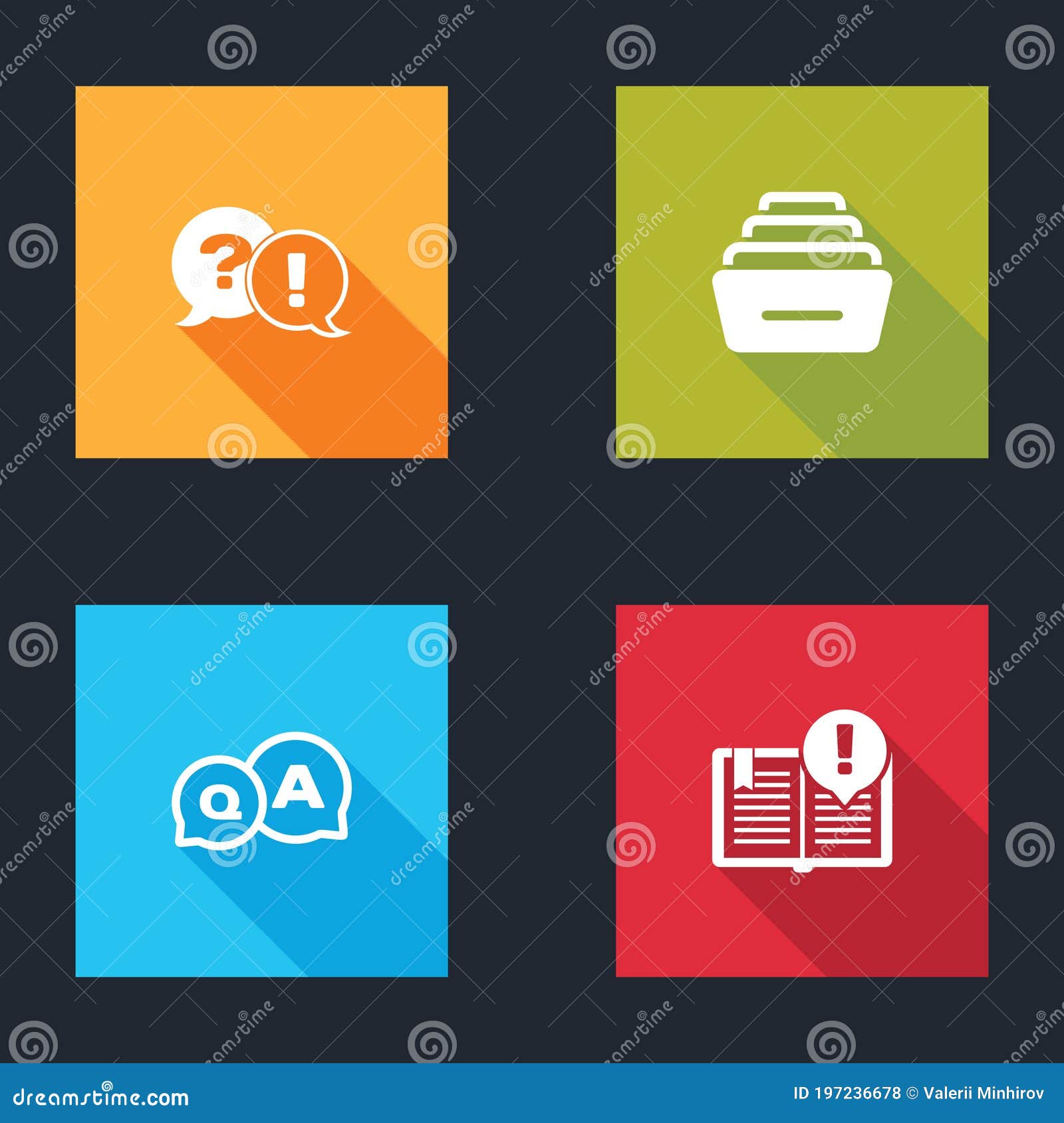 Set Question and Exclamation, Drawer with Documents, Answer and ...