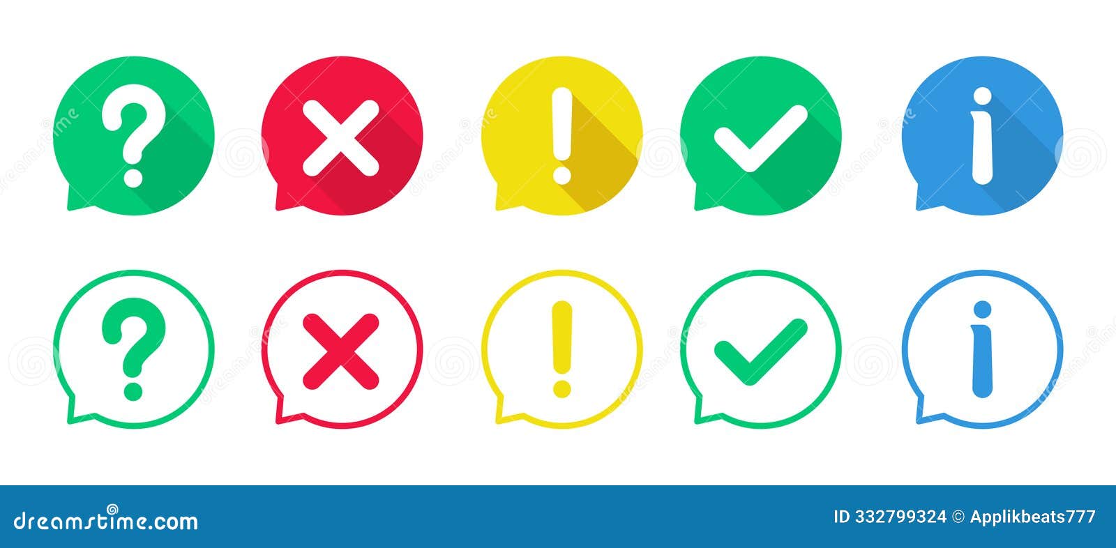 Set of Question Mark, Cross, Exclamation Point, Tick, Information in ...